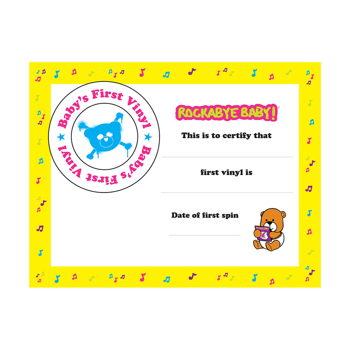 Free "Baby's First Vinyl" Certificate